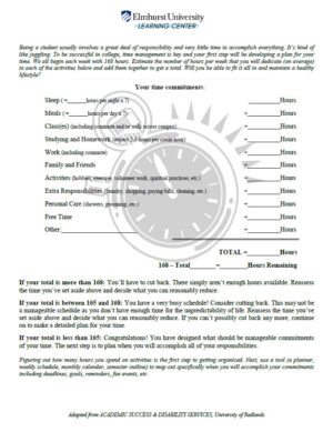Managing Your Time | Learning Center Resources | Elmhurst University